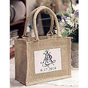 Rustic Wedding Favor Burlap Bags Promotional Jute Totes (Pack of 6)