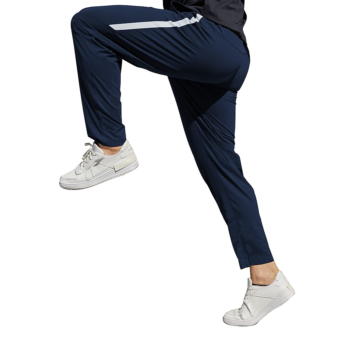 ADMYYROL Men's Performance Tech Sweatpants Active Athletic Jogger Pants Gym Quick Dry Trousers Casual(XL-Navy-02)