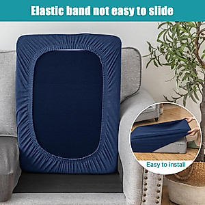 LiveGo Patio Sofa Cushion Cover Outdoor Waterproof Cushion Cover Replacement Patio Furniture Cushions Couch Slipcovers Chair Seat Cover Soft Flexibility Protector (2, Navy Blue)