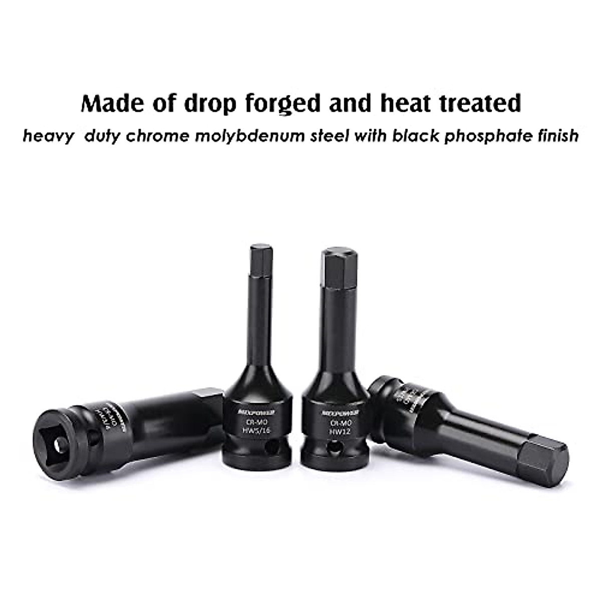 MIXPOWER 1/2" Drive Master Impact Hex Bit Set, Hex Driver, 20-Piece 1/2" Drive Allen Bit Socket Set, SAE/Metric, 1/4" - 3/4", 6-19mm, Cr-Mo Steel, Impact Grade