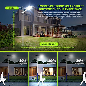 HWHDJ 5000W Solar Street Light,IP67 Solar Street Lights Outdoor, 200000LM 6500K High Powered Commercial Parking Lot Lights Dusk to Dawn, with Remote for Yard, Parking Lot, Driveway
