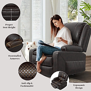 Yolsali Loveseat Recliner Sofa Set with 2-Tier Cushion, 2+1+1 Pieces in Living Room, 2 Seater Reclining Loveseat Leather with Removable Console, 2 Oversize Recliner Chair Sofa Seat