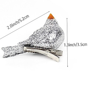 LWINGFLYER 12pcs Tiny Silver Glitter Artificial Foam Birds 2" Mini Clip on Decorative Bird Ornaments for Crafts Christmas Tree Wedding Decoration Home Garden Party Accessories