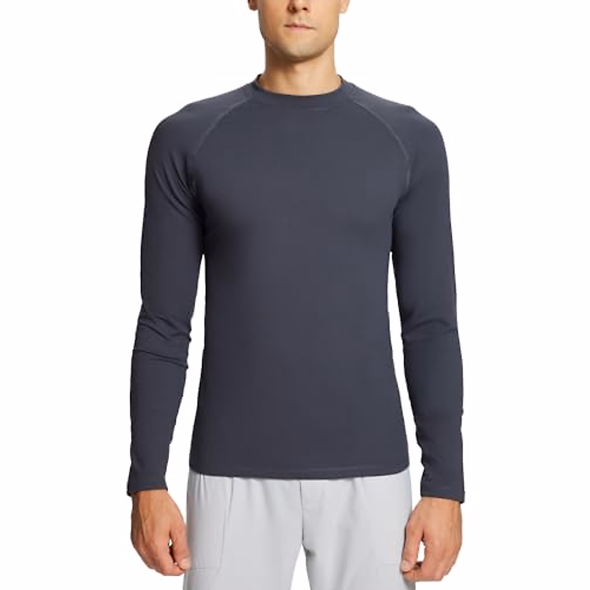 baleaf Men's Fleece Thermal Long Sleeve Shirt Cold Weather Workout Tops Moisture Wicking Running Shirt Dark Grey L