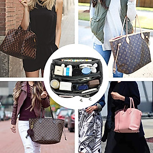 OMYSTYLE Grey Slender Medium Purse Organizer Insert for Handbags, Felt Bag Organizer for Tote & Purse, Tote Bag Organizer Insert with 5 Sizes, Compatible with Neverful Speedy and More?11.2"×3.2"×6.4"