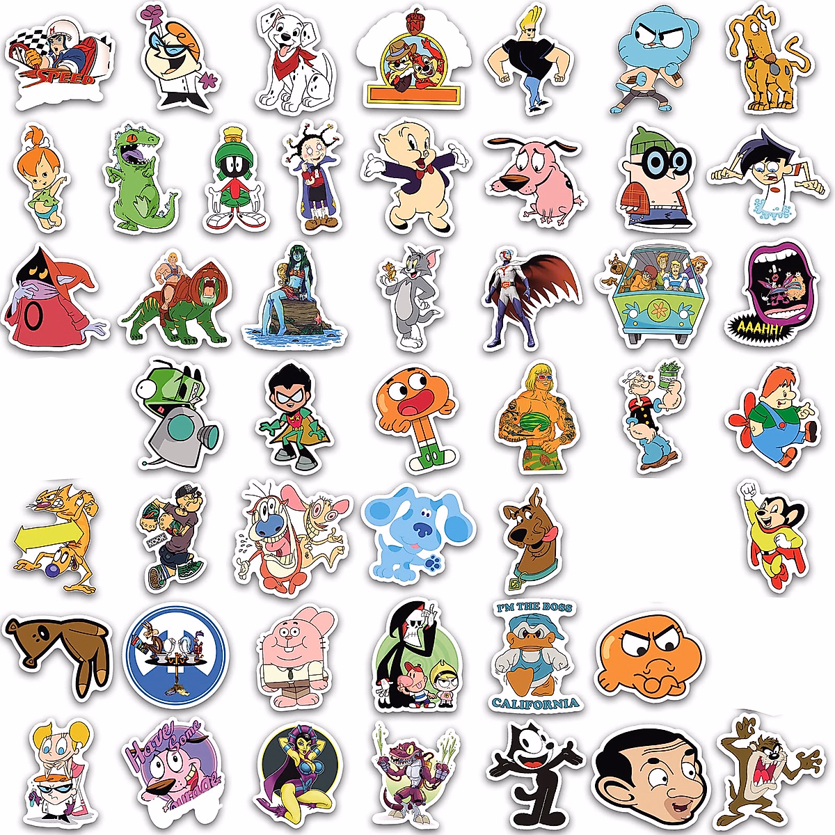 100Pcs 90s Cartoon Stickers Pack for Water Bottles Vinyl Kawaii Anime Stickers for Kids Teens Waterproof Cute Cartoon Characters Stickers Mixed 80s Cartoon Stickers for Laptop Hydroflask Journaling