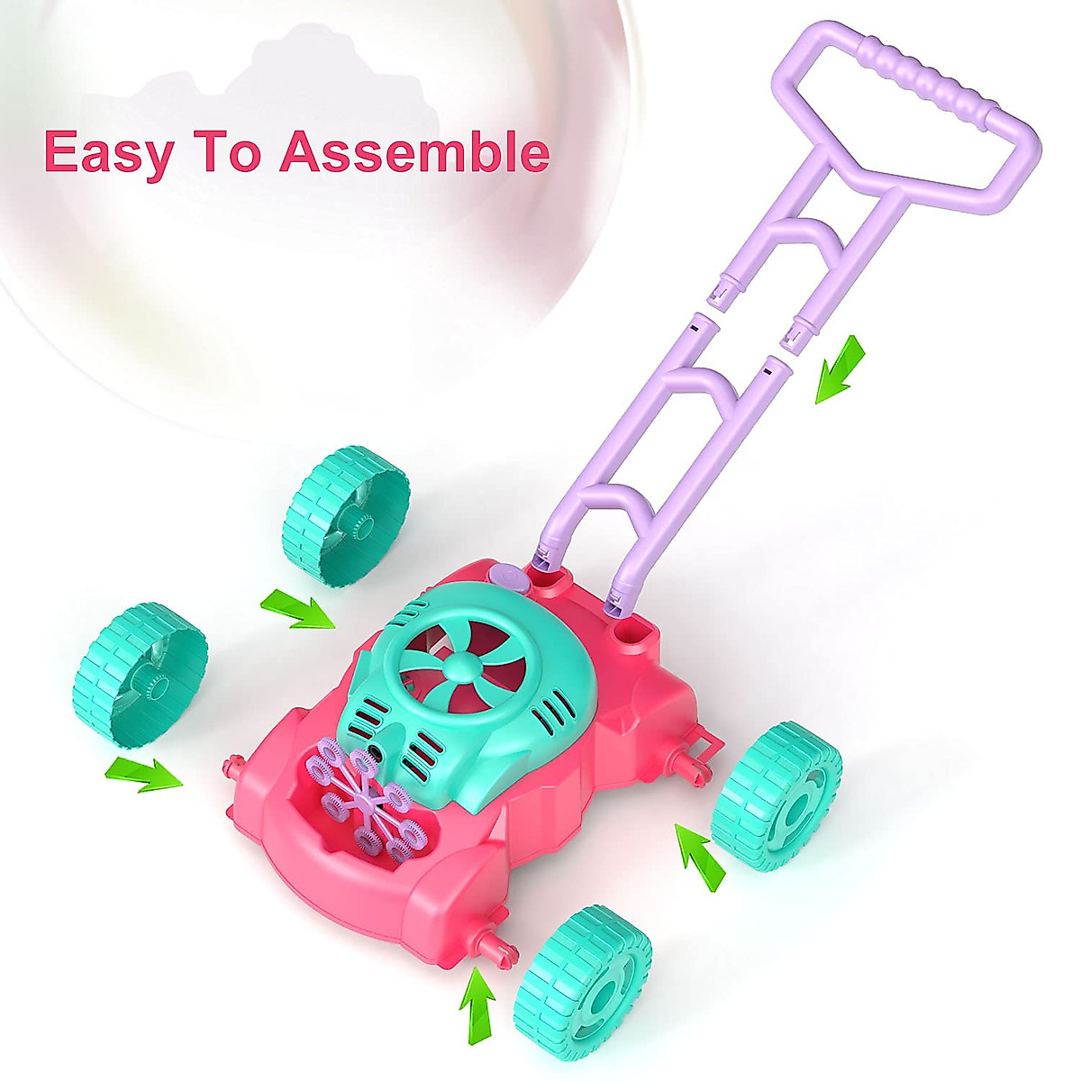 BubToy Toddler Toys Bubble Machine Great Birthday Gifts for Preschool Girls, Automatic Bubble Mower Toys & Games, Baby Activity Walker for Outdoor
