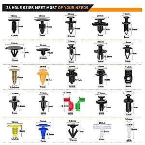 GOOACC 860Pcs Car Push Retainer Clips & Auto Fasteners Assortment -26 Most Popular Sizes Nylon Bumper Fender Rivets with 10 Cable Ties and Fasteners Remover for Toyota GM Ford Honda Chevy