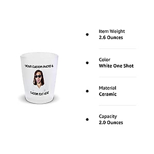 Shot Glasses Bar Accessories Custom Personalized Photo Picture & Text Alcohol Bar Supplies 1 Shot Ceramic 2 Oz