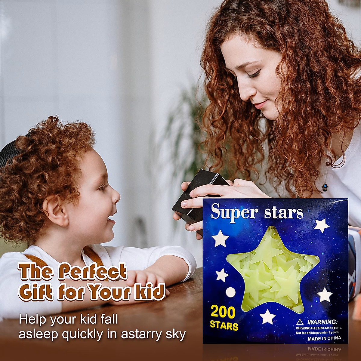 Glow in The Dark Stars Stickers, CAYUDEN 201pcs 3D Plastic Large Stars Stickers Glow in The Dark Stars for Ceiling Wall Decor Luminous Ceiling Stars and Moon Glow Stickers Decor for Bedroom Baby Room