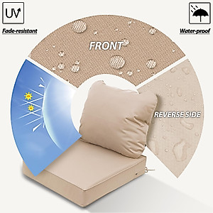 AAAAAcessories Outdoor Deep Seat Cushions 24 x 24 x 5 Inch, Waterproof Replacement Chair Cushions for Patio Furniture, Beige