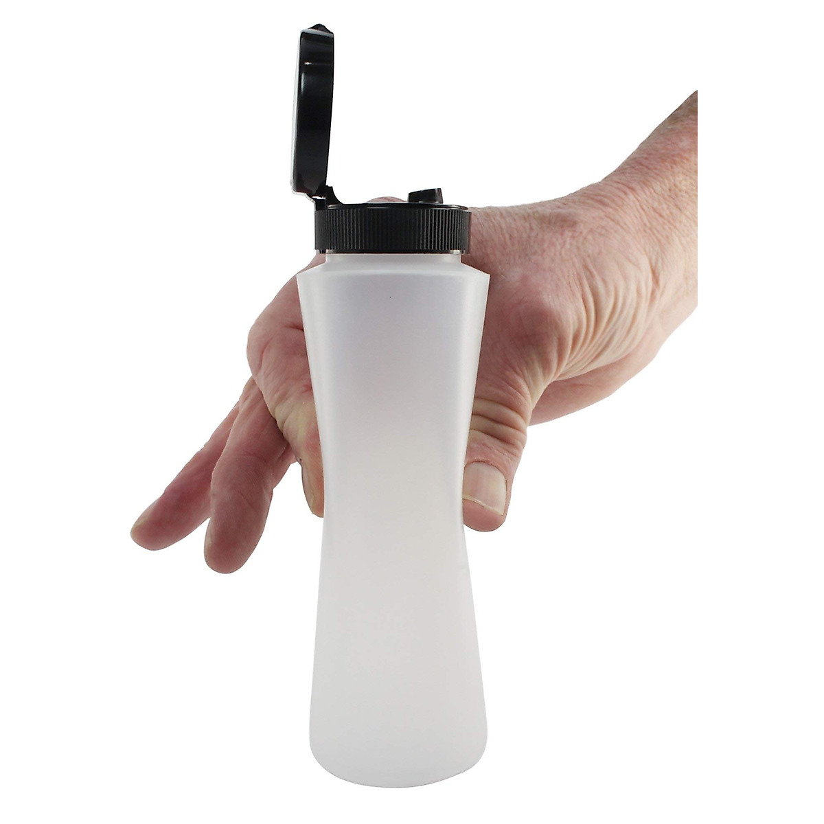 Pinnacle Mercantile Easy Squeeze Plastic Condiment Bottles with Black Flip Top Cap 8 oz Empty Set 12