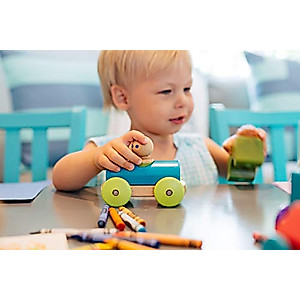 3 Piece Tegu Magnetic Racer Building Block Set, Orange