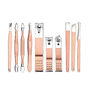 Sidantu 16 in 1 Nail Kit Pink Nail Clipper Set Stainless Steel Manicure Set Professional Makeup Kit for Women, with Soft and Premium Quality Leather Case Upgraded Version