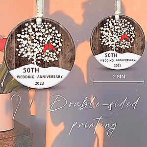 50th Anniversary Wedding Ornament 2023 Christmas Hanging for Couple, 50th Wedding Anniversary Present 50th Wedding Gifts 50th Anniversary Christmas Ornaments - 50th Anniversary Keepsake