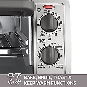 BLACK+DECKER 4-Slice Countertop Toaster Oven, Stainless steel Silver TO1322SBD