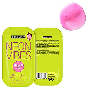 Freeman Beauty Everyday and Neon Vibes Facial Mask Variey Pack with Silicone Brush Applicators, Blue, Lavender, 17 Count