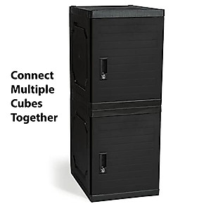Jink Kids Locker, 19", Lockable/Stackable Storage Locker Box, Great for Home, School & Office (Black)