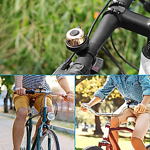 Emoly Bike Bell, 4 Pack Premium Bicycle Bell, Brass Bike Bells for Adults and Kids - Crisp Loud Melodious Sound - Bicycle Bells for Road Bike, Mountain Bike (Gold&Silver)