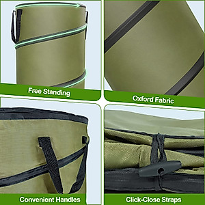 Sprinia 2-Pack 30 Gallon Collapsible Pop-Up Trash Can for Camping, RV - Waste Yard Bag for Gardening Lawn/Leaf - 30 Gallon Each Bag, Green