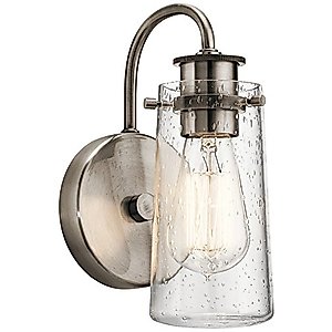Kichler Braelyn 9.5" 1 Light Wall Sconce with Clear Seeded Glass Classic Pewter