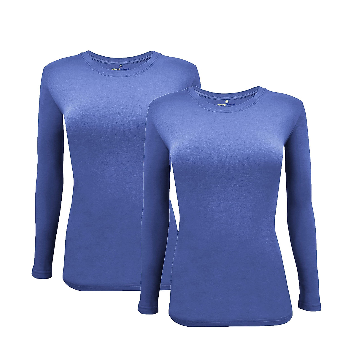 Natural Uniforms Women's Long Sleeve Tee Shirt Underscrub-2-Pack (Small, 2 Pack Ceil Blue)