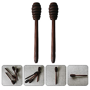 DOITOOL 2pcs Black Walnut Wood Honey Dipper Honey Spoons Stick Honeycomb Sticks Honey Stirrer Honey Wand for Honey Jar Dispense Drizzle Honey Party Favors