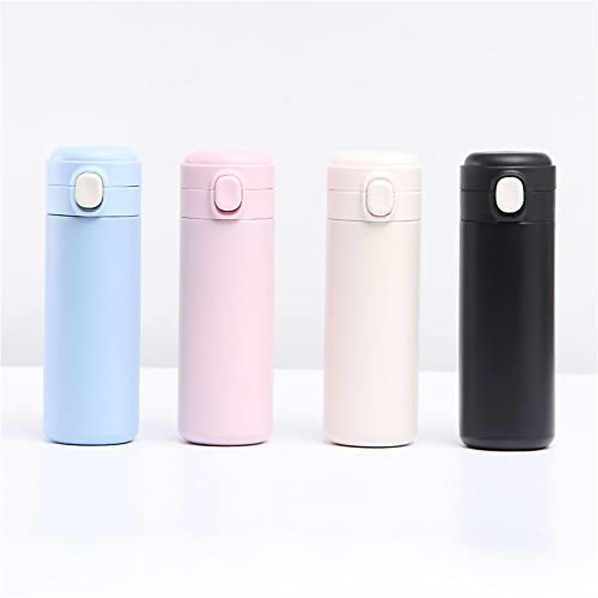 Stainless steel vacuum insulation Cup lovely pea cup student Mini bouncing cup (420ml, Beige)