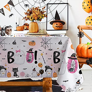 AIBIIN 3pcs Little Boo Tablecloth Halloween Baby Shower Tablecloth Decorations Halloween Spooky Boo Birthday Plastic Disposable Table Covers Halloween Birthday Table Decorations 108 x 54 Inch