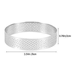 Hemoton Tart Pans 4Pcs Tart Rings, (3in+ 3.5in) Perforated Tart Rings for Baking, Stainless Steel Nonstick Round Cake Ring, Metal Pastry Mold Baking Rings