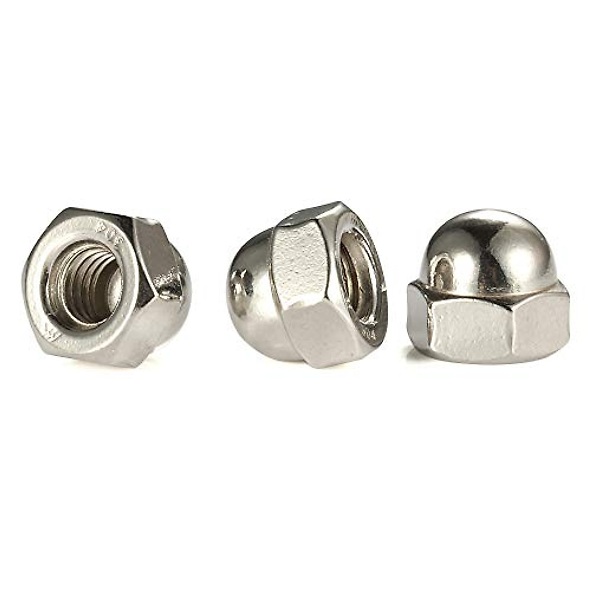3/8-16 Acorn Hex Cap Dome Head Nuts, 304 Stainless Steel 18-8, Bright Finish, Pack of 20