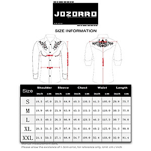 JoZorro Men Western Shirts Rhinestone Cowboy Shirt Camisas Vaqueras Para Hombres Elegantes Para Fiesta 50s Rockabilly Shirt