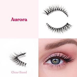 Silly George SuperNatural Series Starter Kit - Pretty Lashes with Adhesive Eyeliner | Clear Band gives Lashes Natural Look | Extra Strong Hold for False Eyelashes (Aurora, LinerBond™ Clear)