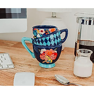 Disney Alice in Wonderland Stacked Teacups Sculpted Ceramic Mug | Holds 20 Ounce