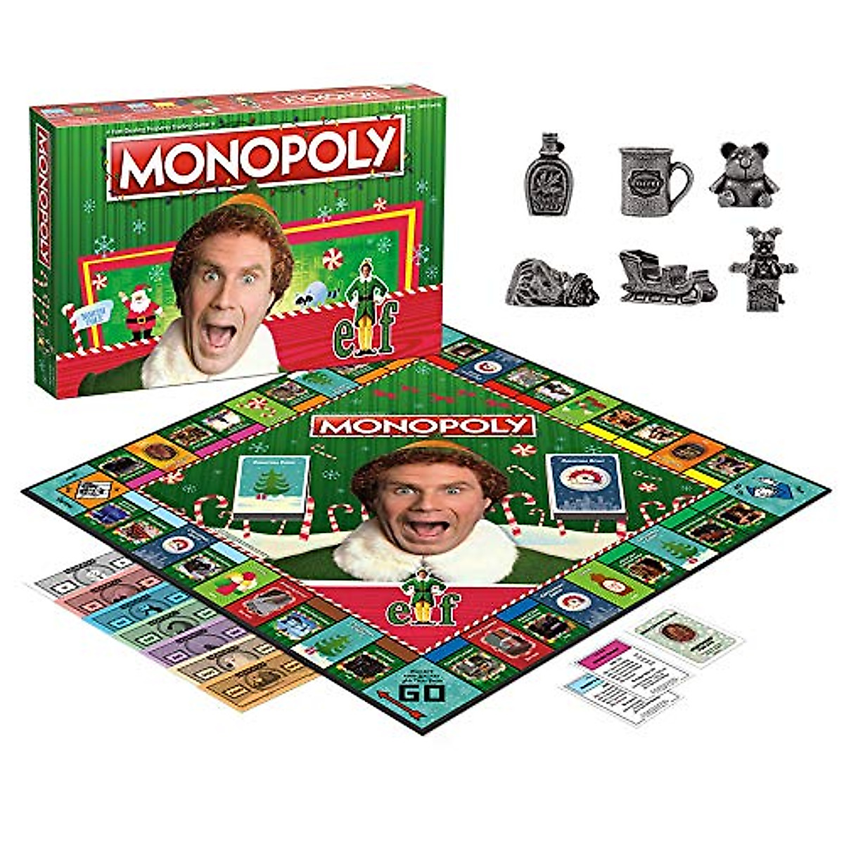 Monopoly Elf | Based on Christmas Comedy Film Elf | Collectible Monopoly Game Featuring Familiar Locations and Iconic Moments | Officially Licensed Monopoly