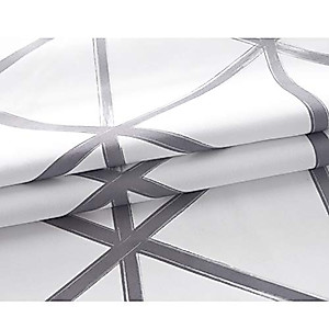 DriftAway Raymond Geometric Triangle Trellis Pattern Lined Thermal Insulated Energy Saving Window Curtain Valance for Living Room 2 Layers 52 Inch by 18 Inch Plus 2 Inch Header Gray and White