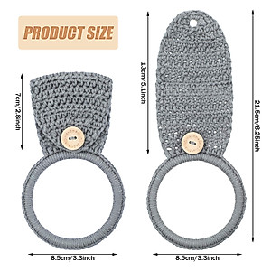 Tatuo 3 Pieces Crochet Dish Towel Holder Hanging Hand Towels Ring Towel Holder for Kitchen Towels with Loop Bathroom Towel Hanger for Housewarming (Gray)
