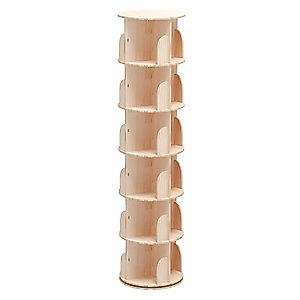 INTEXCA & DESIGN 6 Tier Rotating Bookshelf, 360° Solid Wood Rotating Stackable Shelves Bookshelf Organizer for Home, Bedroom, Office
