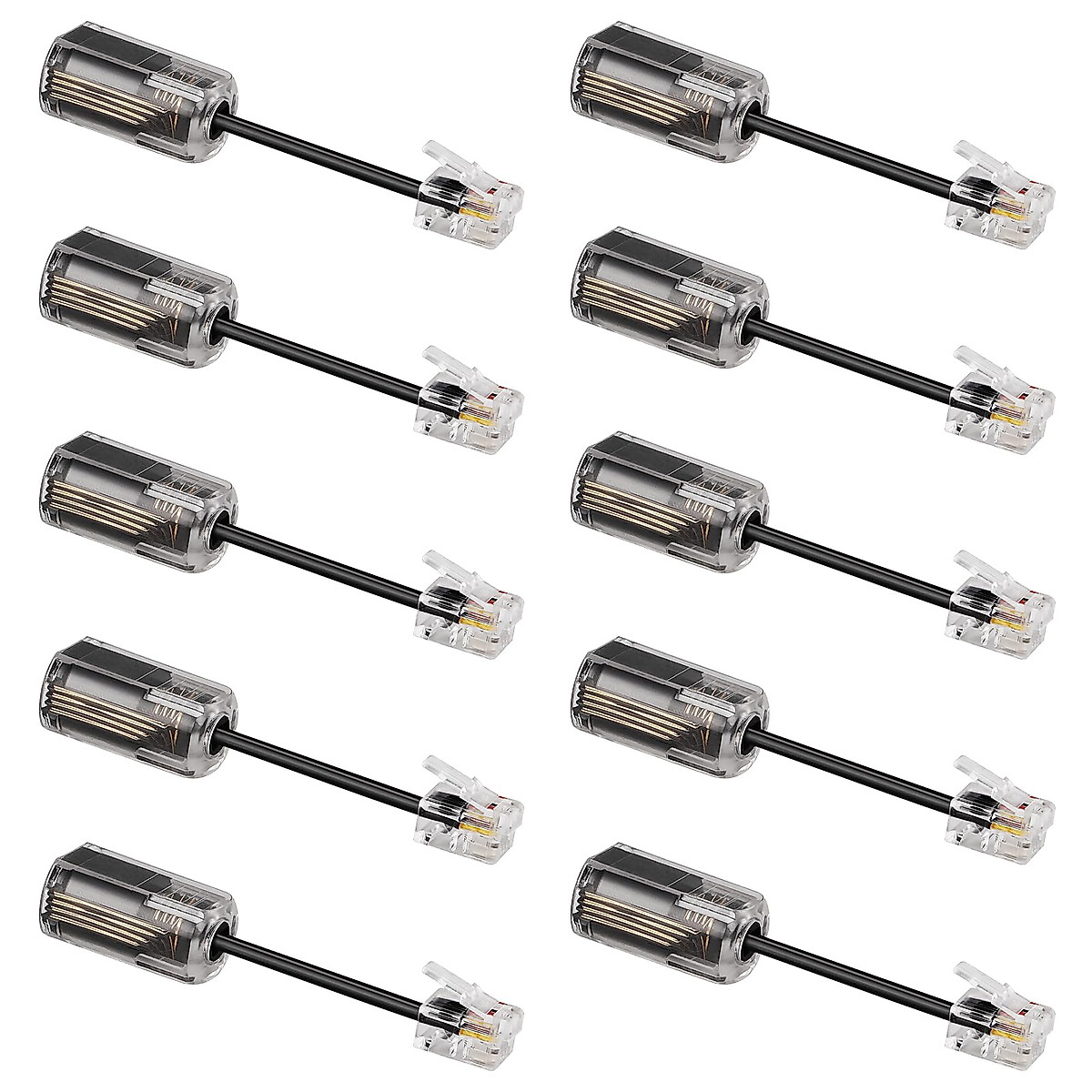 Uvital Telephone Cord Detangler(10 Pack), Anti-Tangle Telephone Handset Cable 360 Degree Rotating Landline Swivel Cord Untangler Black