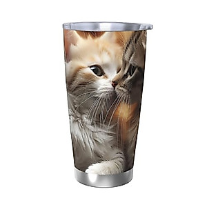 GDSHJKLW Cat Kiss Tumbler With Lid And Straw 20oz Stainless Steel Leakproof Travel Coffee Mug Double Wall Insulated Cup Gifts For Women Home Office