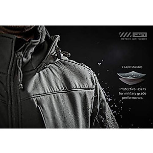 CQR Men's Winter Tactical Military Jackets, Lightweight Water Resistant Fleece Lined Softshell Hunting Jacket w Hoodie, Operator Multipocket Coyote, XX-Large