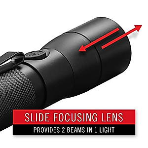 COAST HX5 410 Lumen LED Flashlight, Pure Beam Focusing, Slide Focus, Pocket Clip, Weatherproof, Pocket Sized, Battery Included, Black.