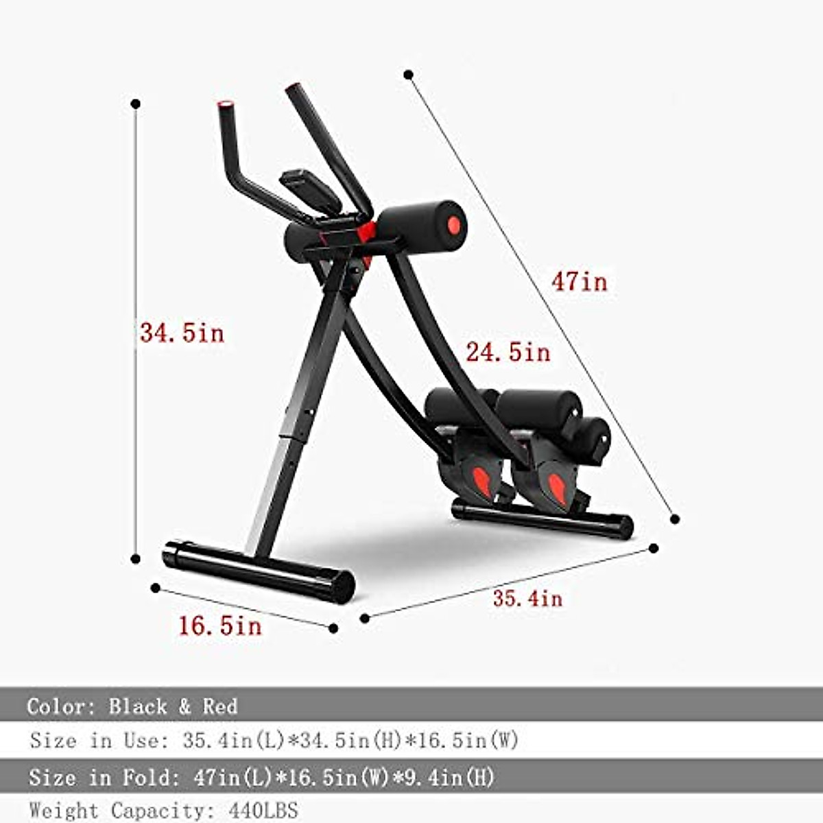 Fitlaya Fitness ab Machine, ab Workout Equipment for Home Gym, Height Adjustable ab Trainer, Foldable Fitness Equipment.