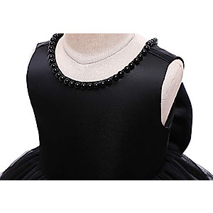 Baby Flower Girl Party Wedding Black Dress, Sleeveless Floor Length Tutu Tulle Dance Gown Infant 0-3 Months