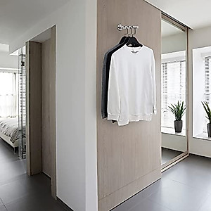 SCDGRW 2 Pcs Wall Mounted Clothes Hanger Rack, Stainless Steel Hook Holder, Space Saving Clothing Hanging System Closet Storage Organizer Drying Rack Coat Hook for Bathroom, Bedroom, Laundry Room