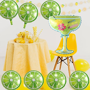 8Pcs Fruit Lime Balloons Cold Drink Balloons Lemon Mylar Balloons for Margs and Matrimony Bachelorette Summer Fruit Themed Graduation Birthday Baby Shower Wedding Party Decorations Supplies