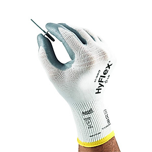 Ansell HyFlex 11-800 Nylon Glove, Gray Foam Nitrile Coating, Knit Wrist Cuff, Medium, Size 8 (Pack of 12)