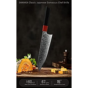 SANNKA Chef Knife Kiritsuke Knife 8.5 inch Damascus Knife Kitchen Knife Japanese Knife VG10 High Carbon Steel Knife 67-Layer Steel Japanese Kitchen Knife Cooking Knife Sharp Knife with Knife Sheath