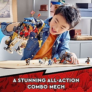 LEGO NINJAGO Ninja Ultra Combo Mech 4 in 1 Set 71765 with Toy Car, Jet Plane and Tank Toys Plus 7 Minifigures