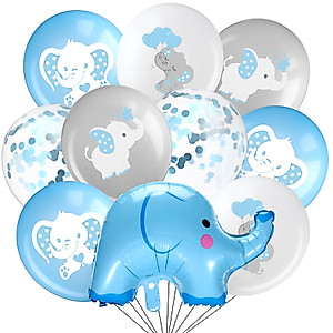 45 Pieces Elephant Balloon 12 Inch Baby Shower Elephant Balloon for Baby Boy Girl Gender Reveal Elephant Animal Themed Birthday Party Supplies Indoor Outdoor Decor (Lovely Style)